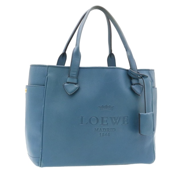 Loewe | Bags | Loewe Hand Bag Leather Blue Auth Ms26 | Poshmark